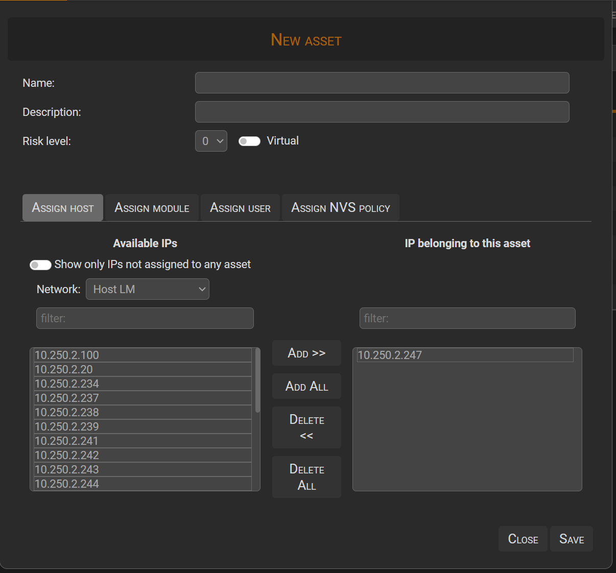 Create an asset - SGBox Next Generation SIEM & SOAR