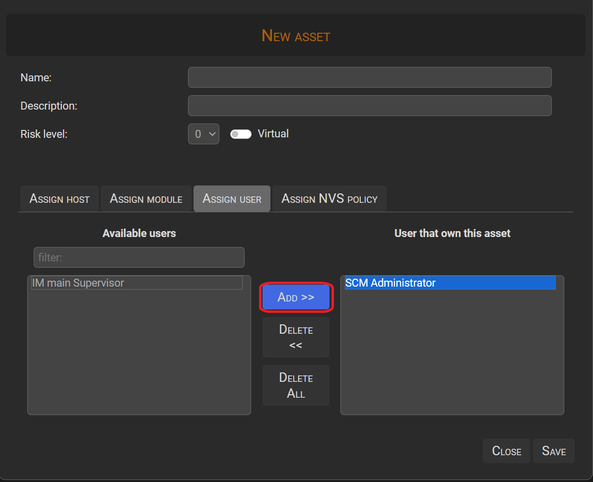 Create an asset - SGBox Next Generation SIEM & SOAR