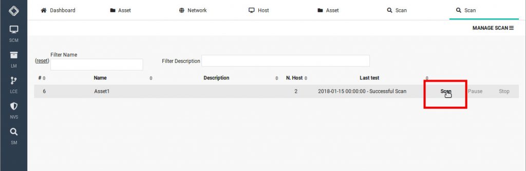 Launch a Scan - SGBox Next Generation SIEM & SOAR