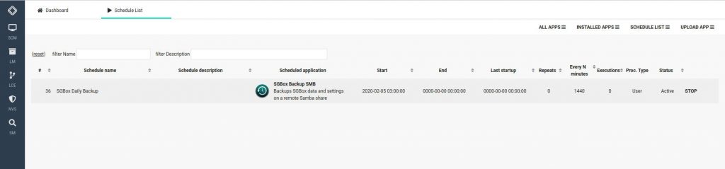 Schedule Application - SGBox Next Generation SIEM & SOAR
