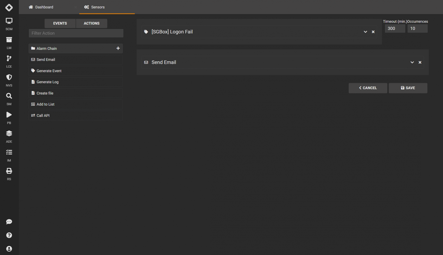 Create a sensor - SGBox Next Generation SIEM & SOAR