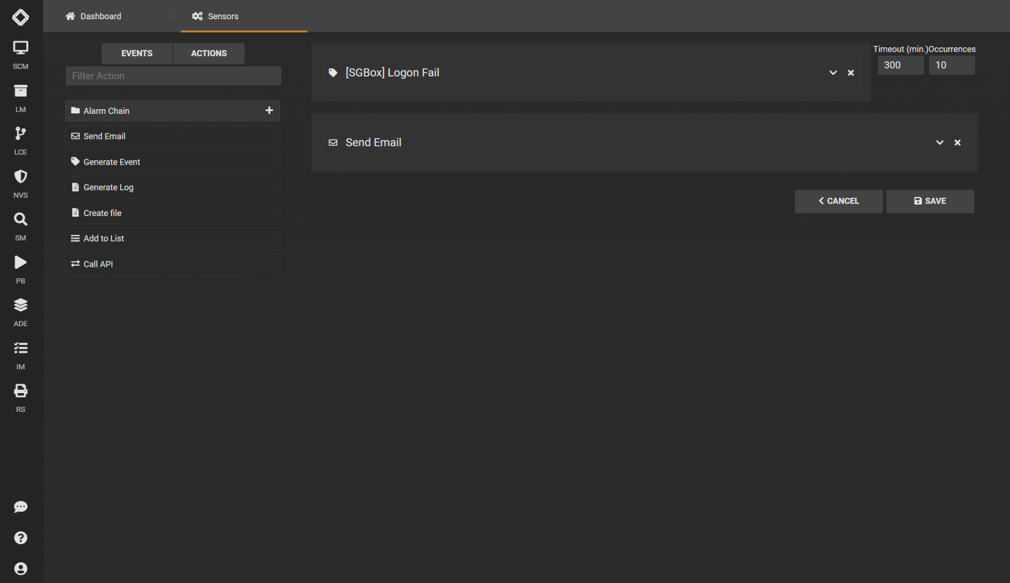 Create a sensor - SGBox Next Generation SIEM & SOAR