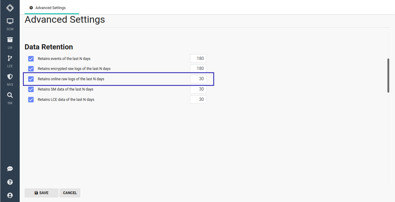 SGBox Data Retention - SGBox Next Generation SIEM & SOAR