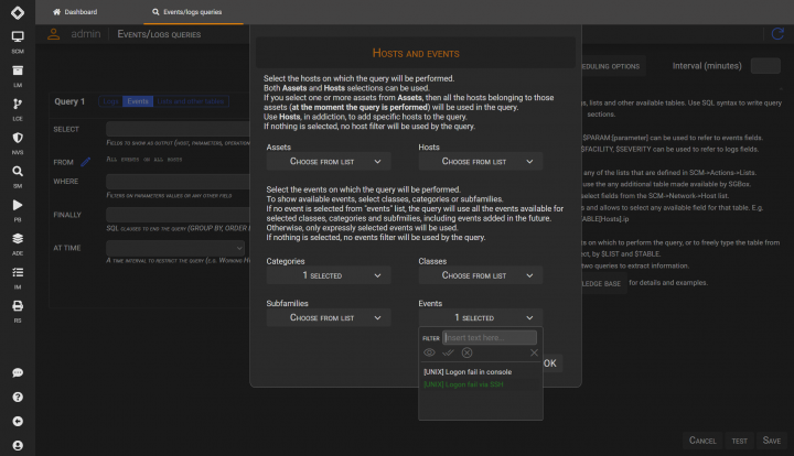 Events Queries - SGBox Next Generation SIEM & SOAR