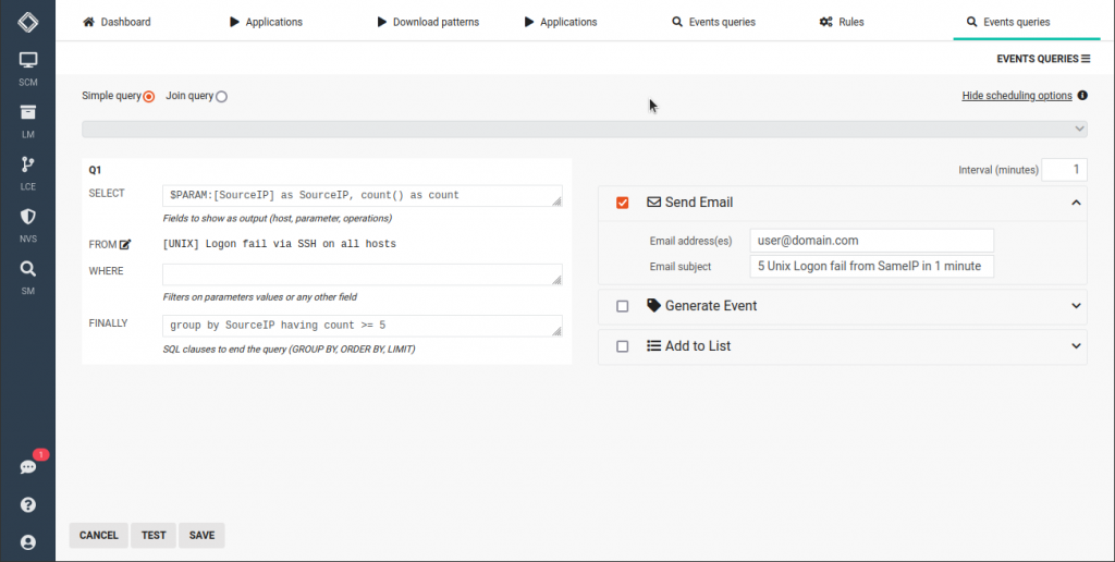 Events Queries - SGBox Next Generation SIEM & SOAR