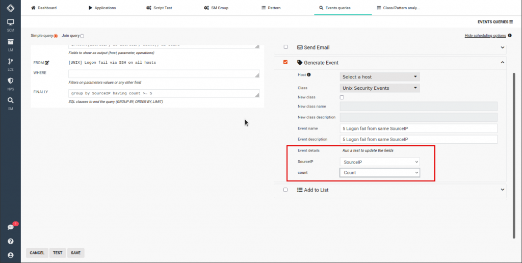 Events Queries - SGBox Next Generation SIEM & SOAR