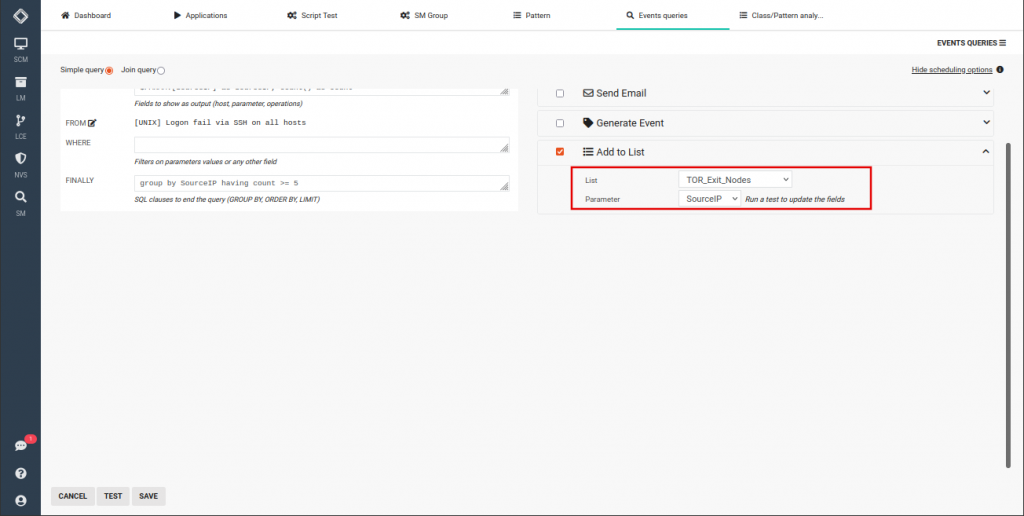 Events Queries - SGBox Next Generation SIEM & SOAR