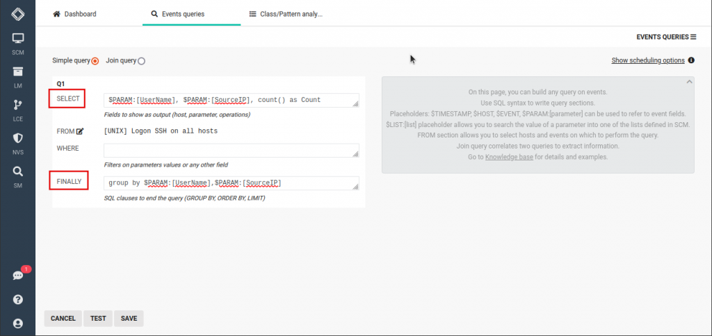 Events Queries - SGBox Next Generation SIEM & SOAR