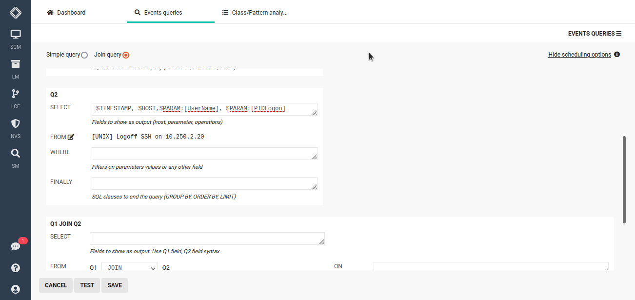 Events Queries - SGBox Next Generation SIEM & SOAR