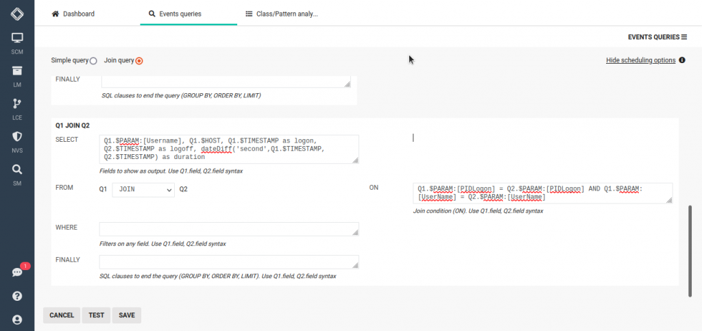 Events Queries - SGBox Next Generation SIEM & SOAR