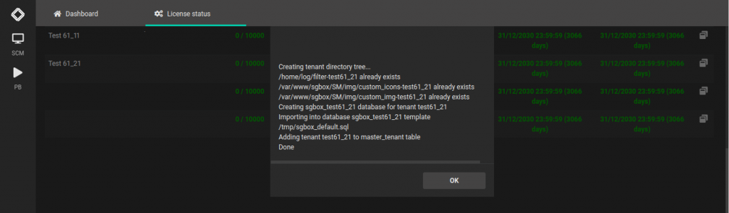 Create new tenant - SGBox Next Generation SIEM & SOAR