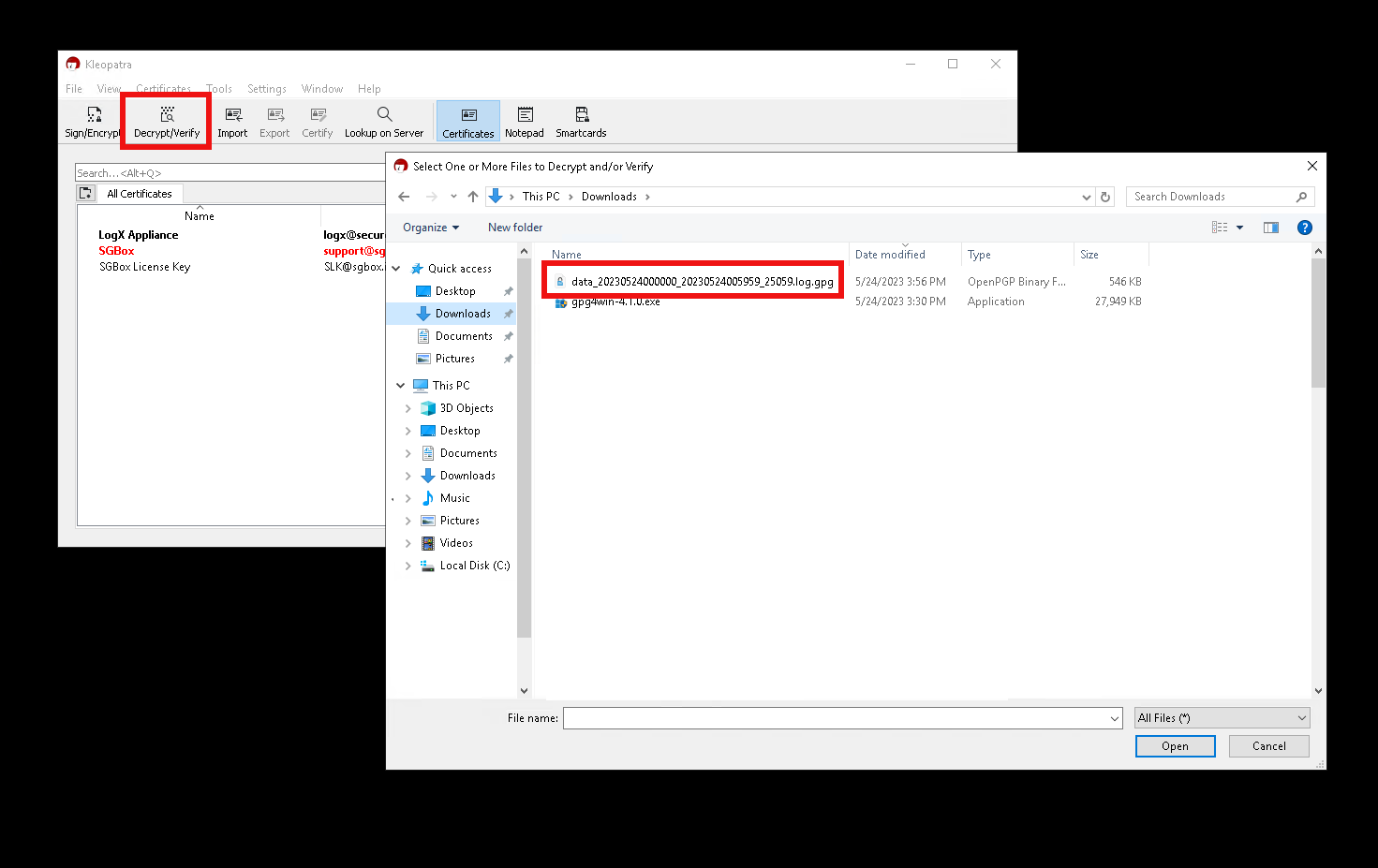 log decryption test - SGBox Next Generation SIEM & SOAR